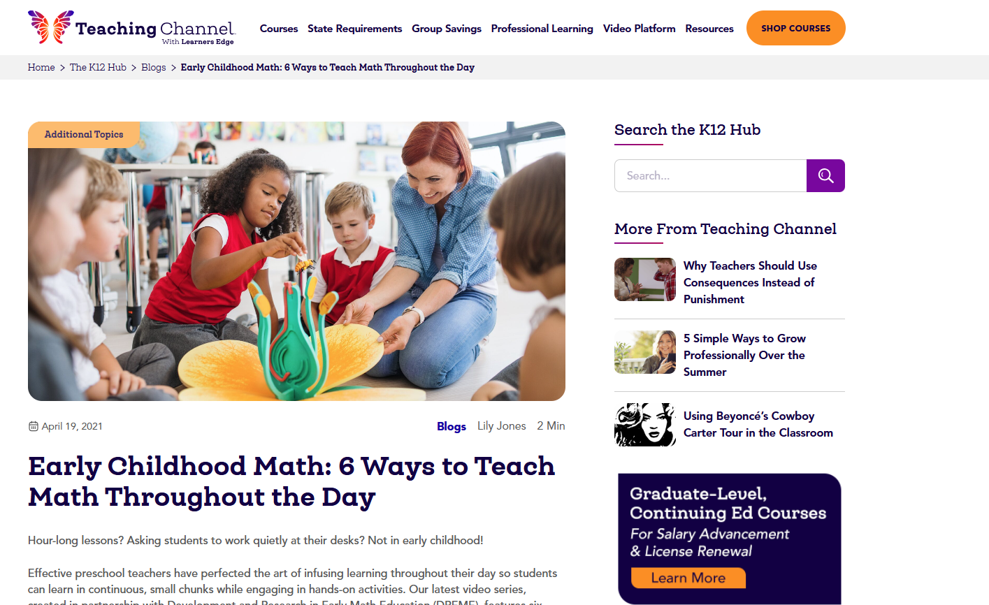 Early Childhood Math: 6 Ways to Teach Math Throughout the Day - Early ...